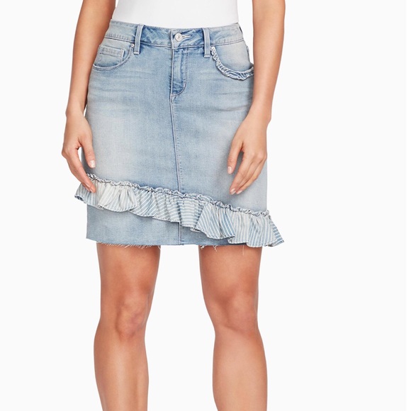 Vintage America | Skirts | Vintage American Blue Women Denim Ruffle ...